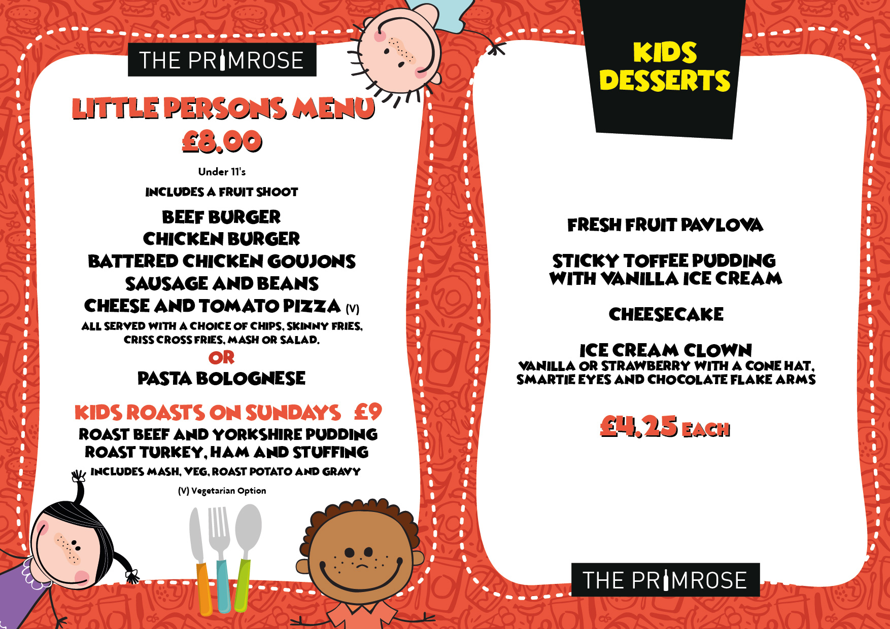The Primrose | Menus - The Primrose