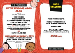 The Primrose | Menus - The Primrose