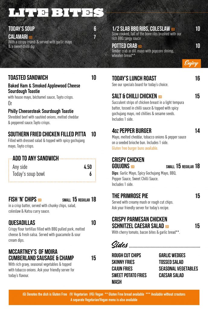 The Primrose | Menus - The Primrose