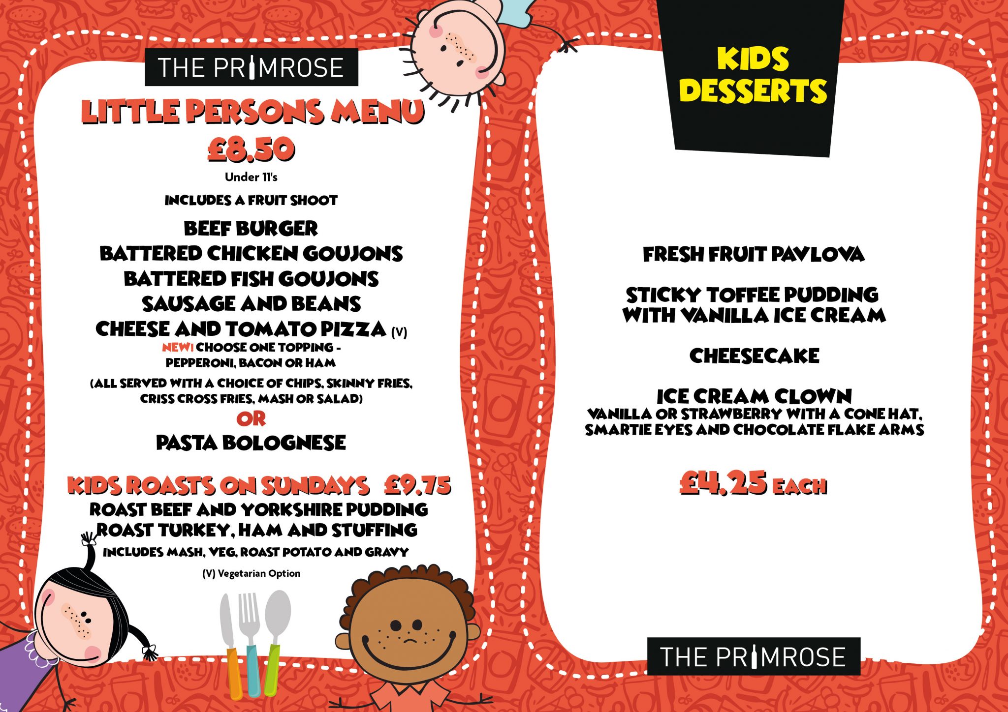 The Primrose | Menus - The Primrose